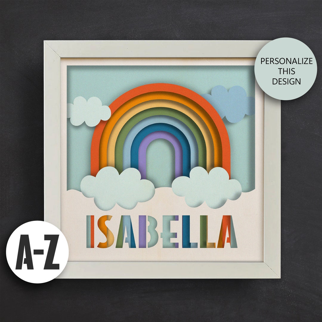3D Custom Name Shadow Box, Rainbow Svg, Files for Cricut and Silhouette ...