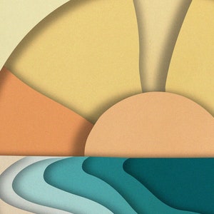 3D Sunset Shadow Box, 3D Landscape Papercut, 3D Silhouette Layers, SVG ...