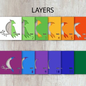 3D Bird Shadow Box, 3D Paper Cut Shadow Box Template, SVG Digital ...