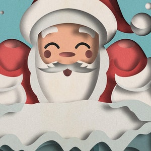3d Santa Svg, Shadow Box Svg, 3d Christmas Svg, Christmas Layers Svg ...