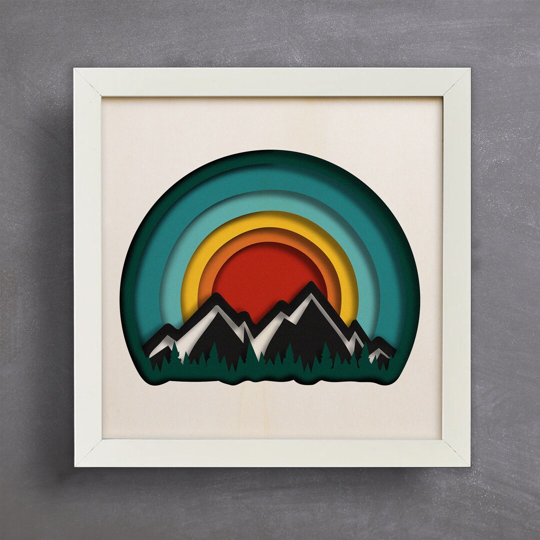 3d Mountain Shadow Box, Files for Cricut, for Silhouette, CNC Cutting ...