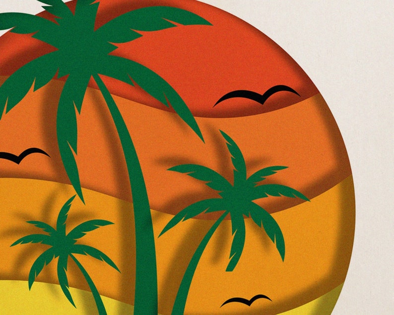 3D Palm Tree Summer Shadow Box 3D Landscape Papercut 3D - Etsy