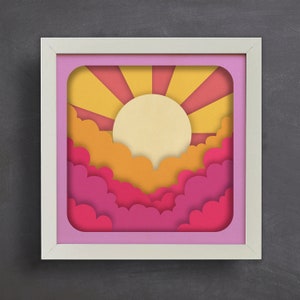 3D Cloudy Sunset Sky Shadow Box - Cricut & Silhouette Files | Svg, Dxf ...