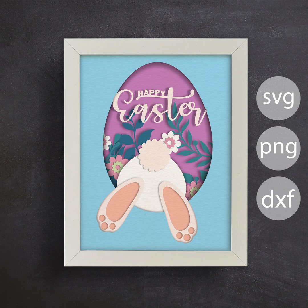 3D Easter Bunny Shadow Box Template: Floral SVG, Cricut, Silhouette ...