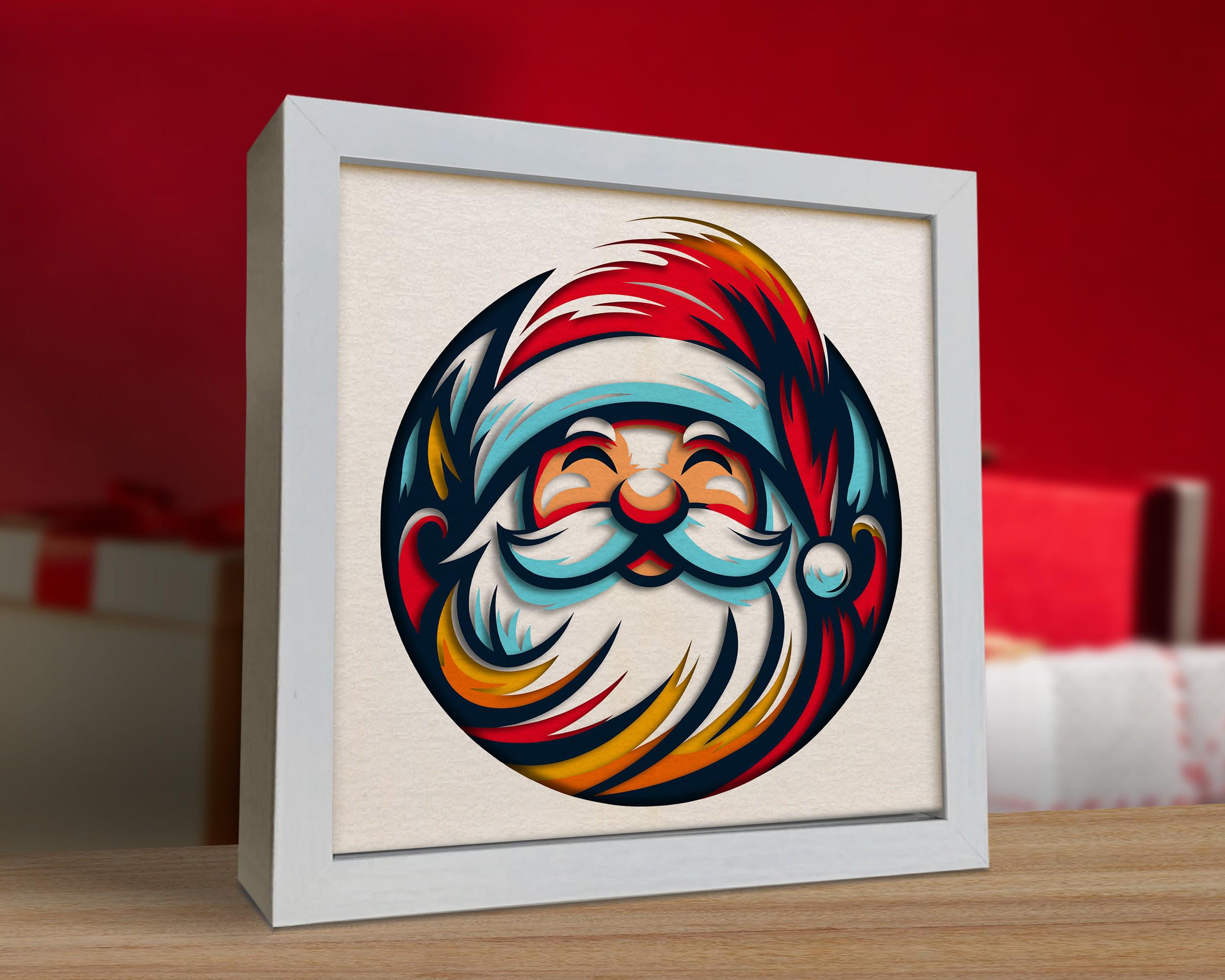 3d Santa, Shadow Box Svg, 3d Christmas Layers, Paper Cut Template, for ...