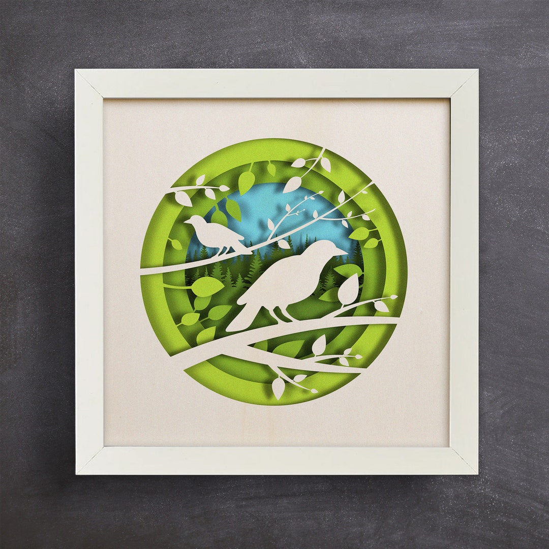 3D Bird Shadow Box, 3D Paper Cut Shadow Box Template, SVG Digital ...