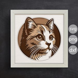 3d Cute Cat, Shadow Box Templates, SVG for Cardstock / 3D Cat Shadow ...