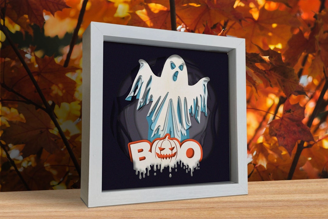 3d Halloween Ghost Shadow Box, 3d Spooky, Layered Paper Art, for Cricut ...