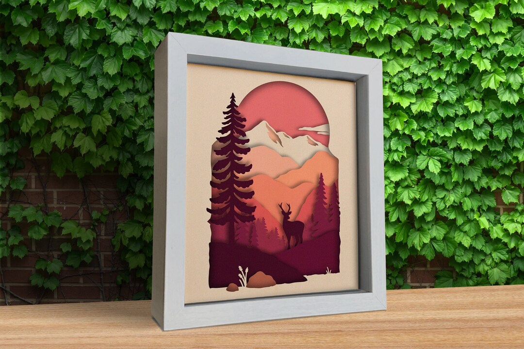 3D Mountain, Landscape Shadow Box Svg, 3d Nature, Paper Cut Template ...