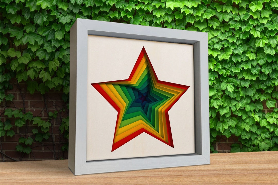 3D Star, 3D Paper Cut Shadow Box Template, SVG Digital Download Files ...