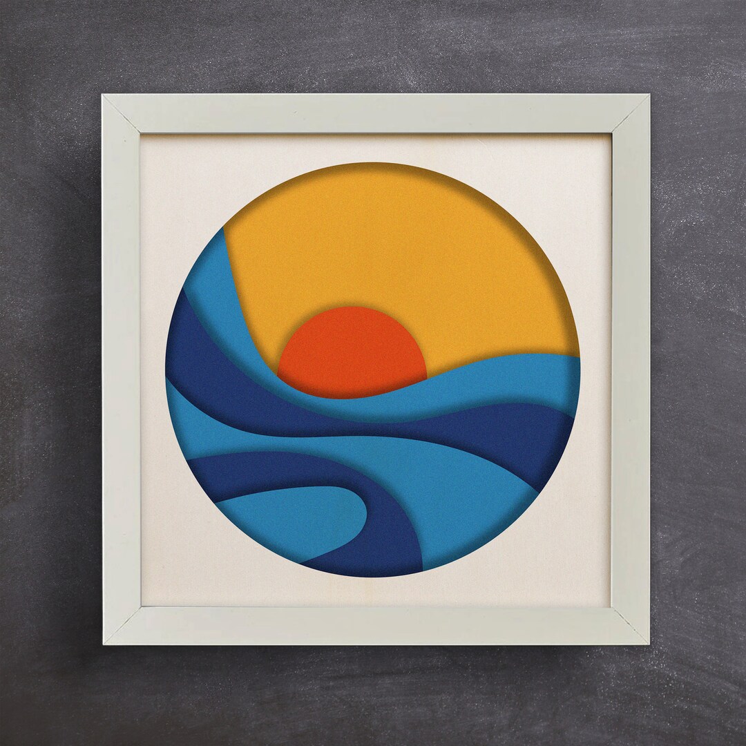 3d Sunset Beach Shadow Box 3d Layered Art Paper Cutfiles - Etsy