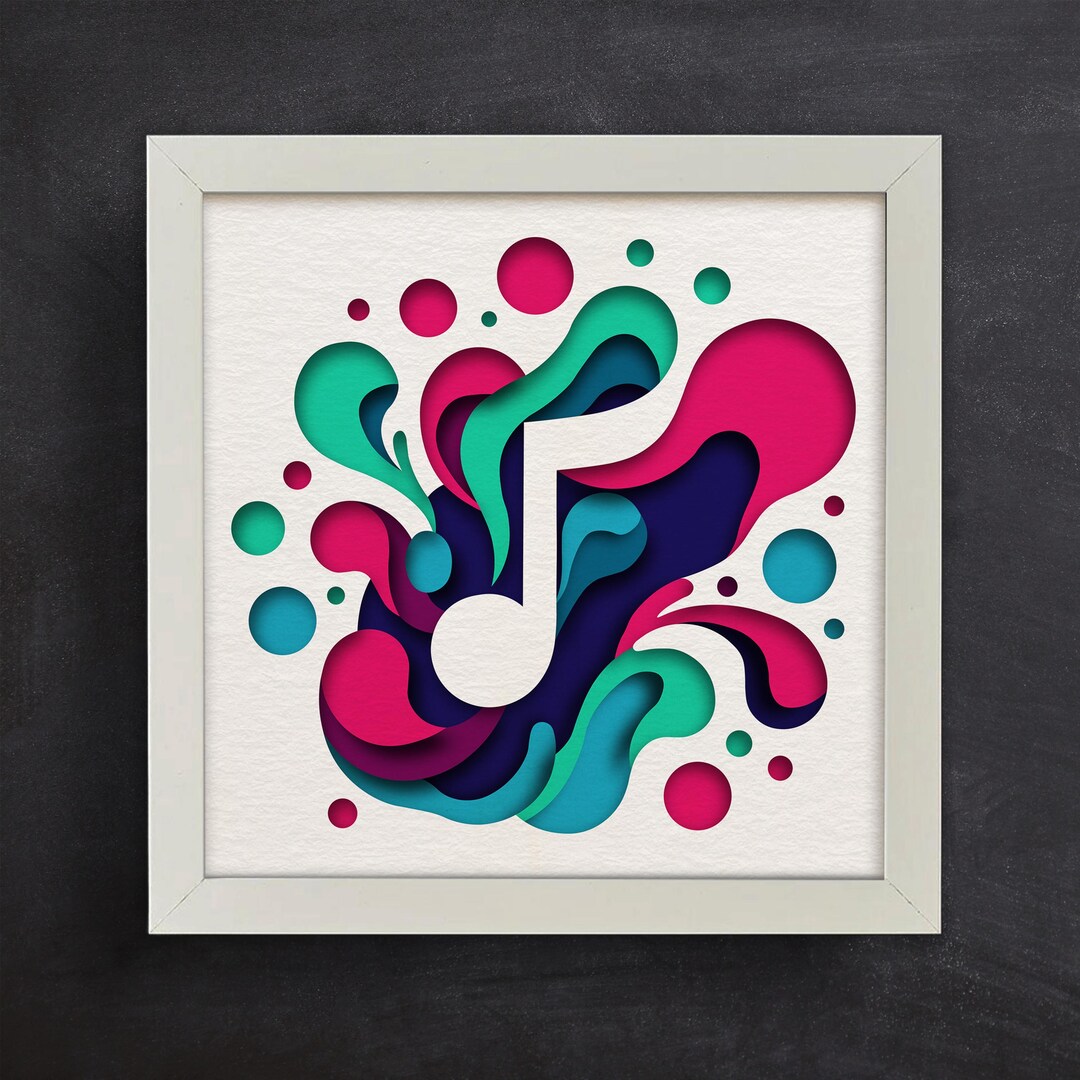 3d Musical Note Layered Design, Shadow Box Templates, 3d Layered Art ...