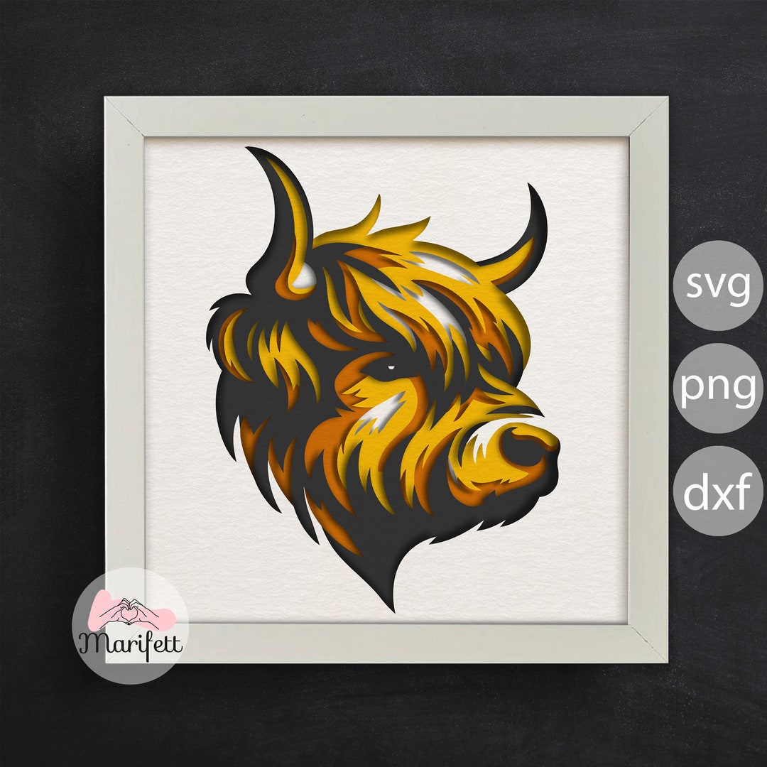 Layered Highland Cow, Shadow Box Templates - 3d Farm Life Svg, Layered ...
