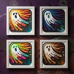 3D Ghost Shadow Box SVG – Layered Halloween Papercut for Cricut ...