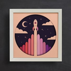 3d Space Rockets Shadow Box, Files for Cricut, for Silhouette, Laser ...