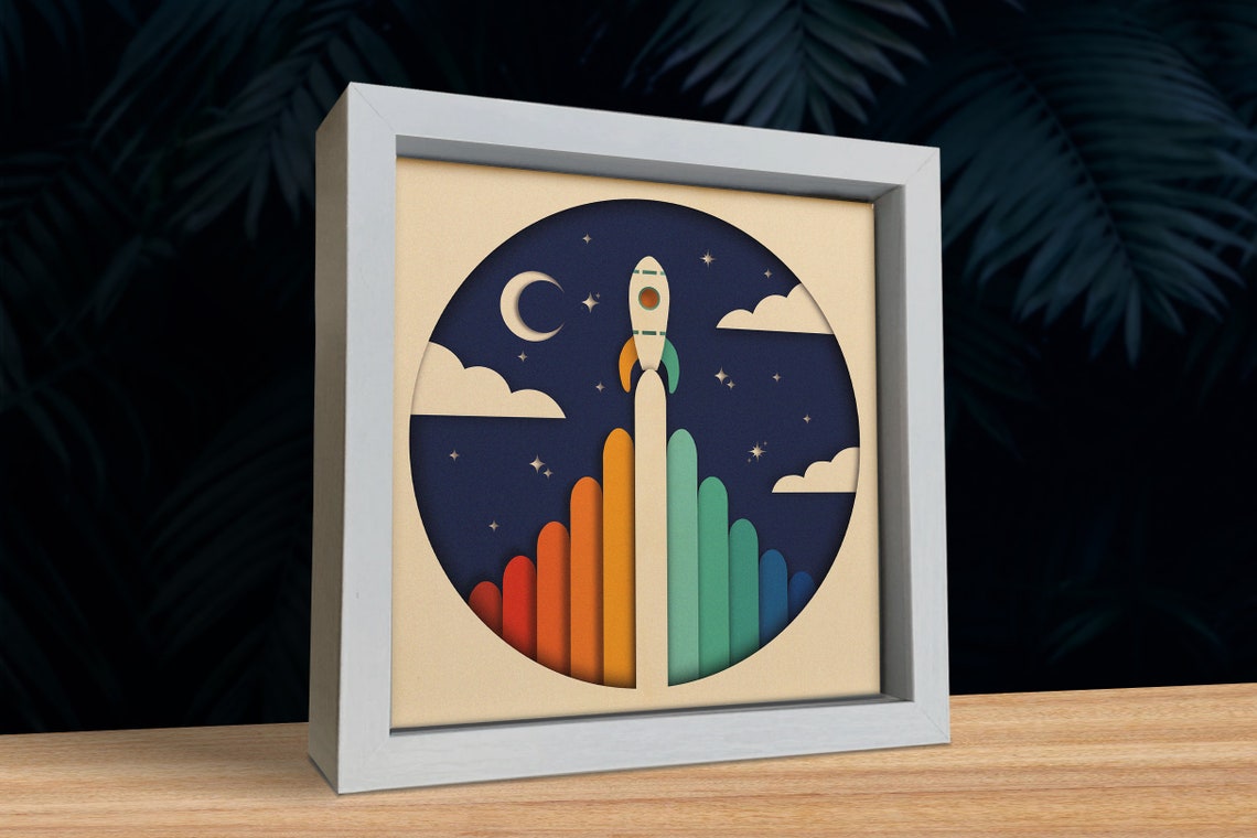 3d Space Rockets Shadow Box, Files for Cricut, for Silhouette, Laser ...