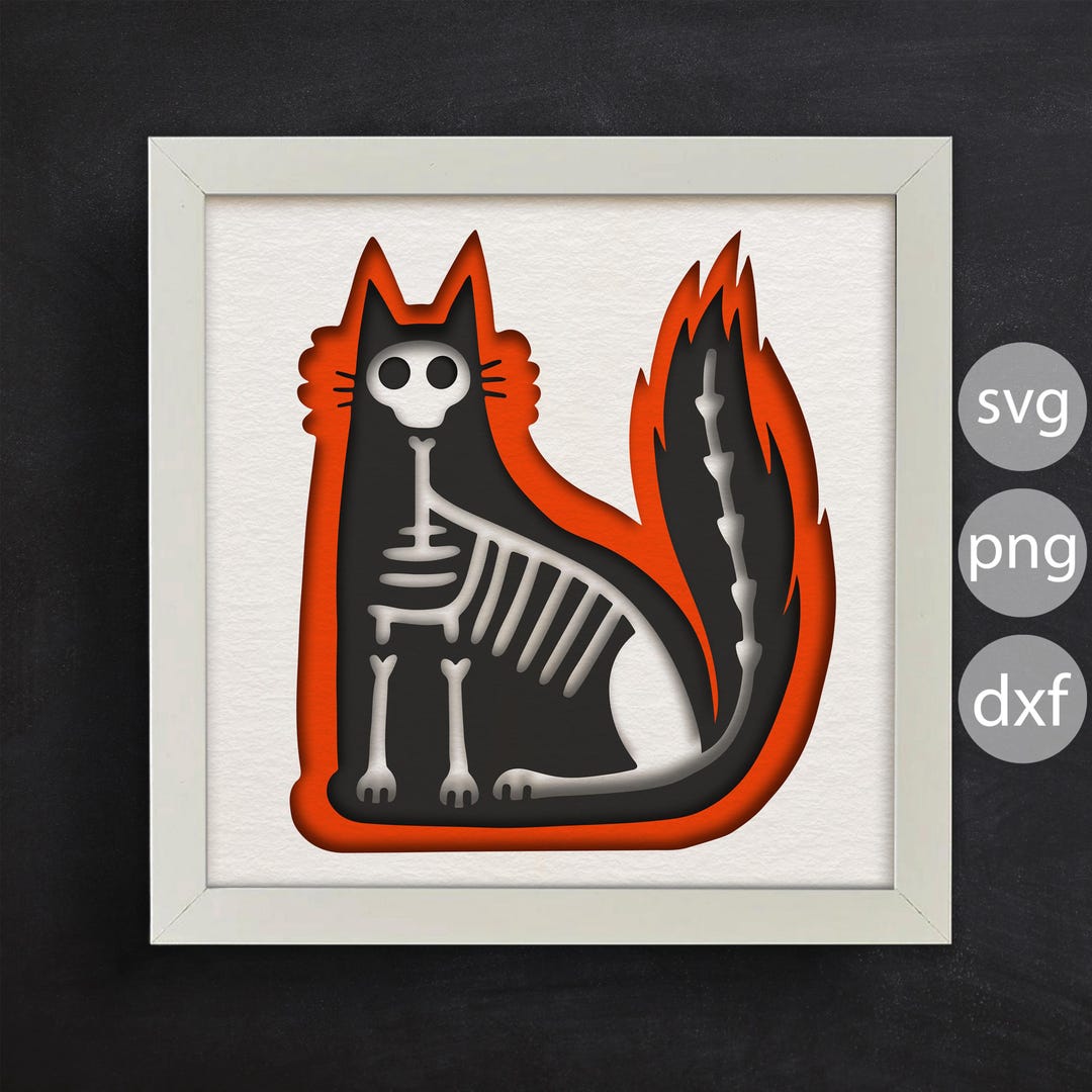 3d Funny Cat, Shadow Box Templates, SVG for Cardstock / 3D Cat Shadow ...
