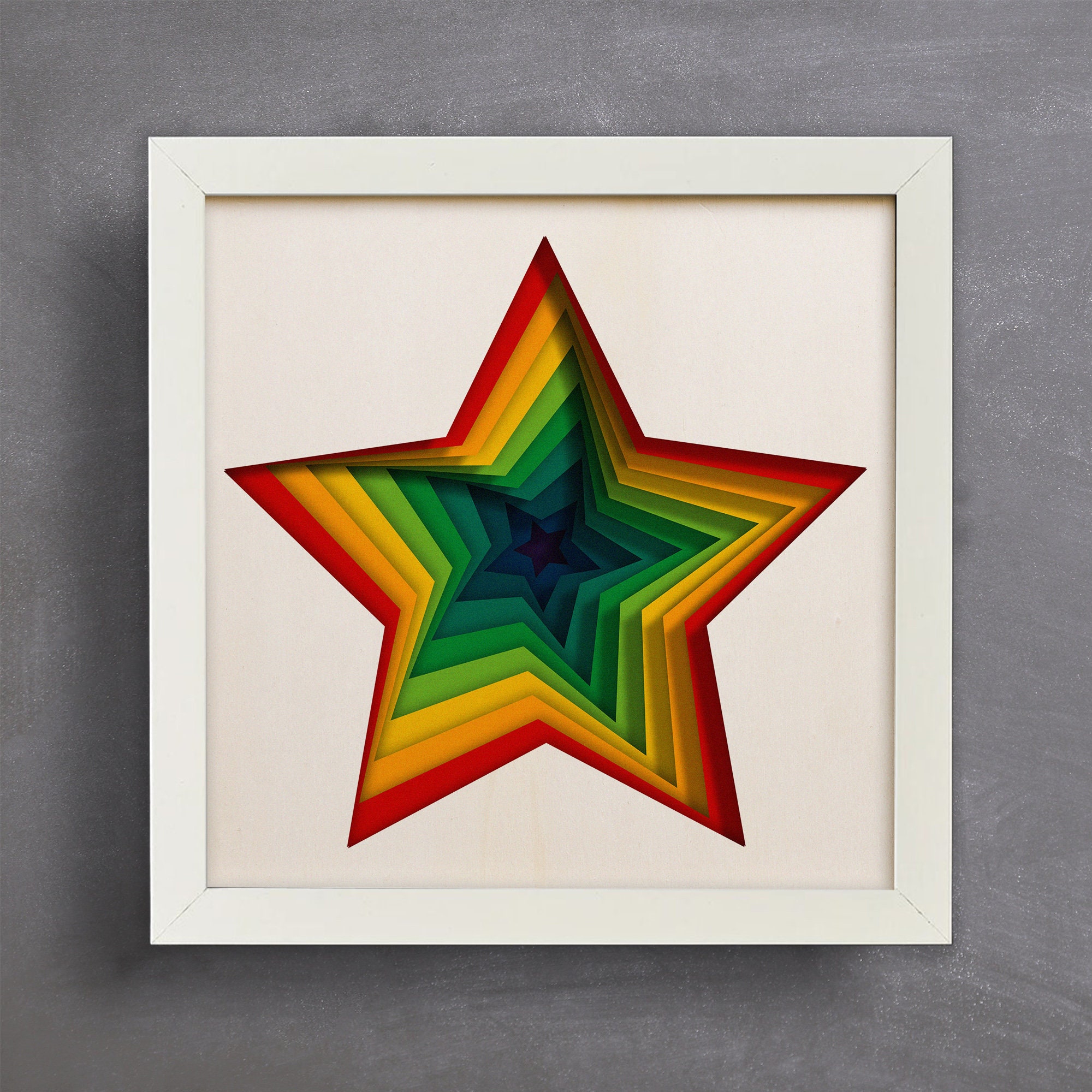 3D Star, 3D Paper Cut Shadow Box Template, SVG Digital Download Files ...