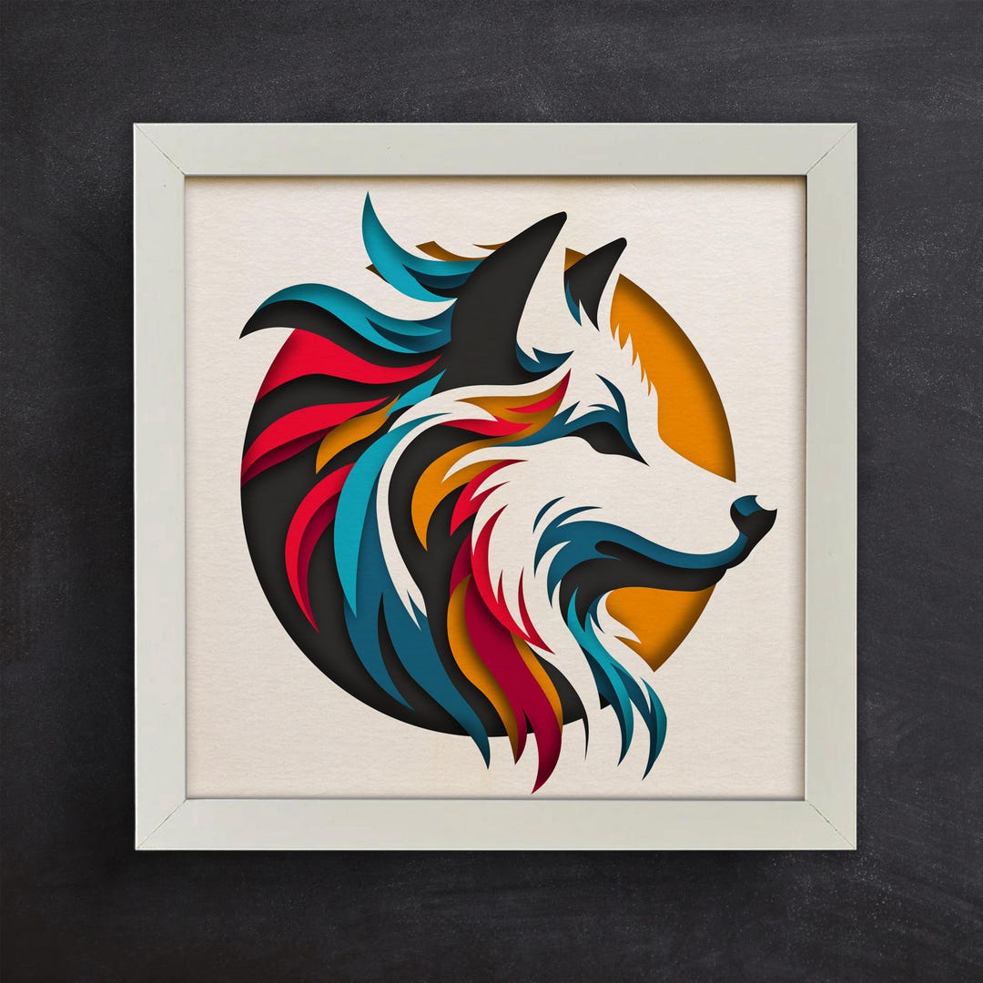Layered Wolf Shadow Box SVG - 3D Wolf Design for Crafting, Home Decor ...