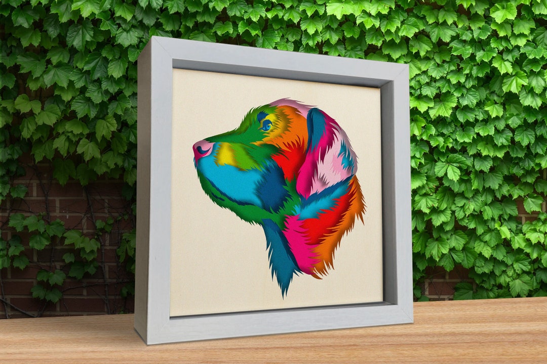 3d Dog Shadow Box, Labrador Retriever, 3d Pet SVG, Multicolor Papercut ...