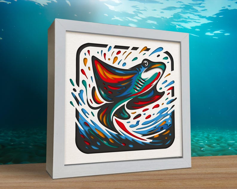 3D Stingray Shadow Box SVG | Layered Ocean Mandala Design | for Cricut ...
