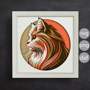 3d Cute Cat, Shadow Box Templates, SVG for Cardstock / 3D Cat Shadow ...