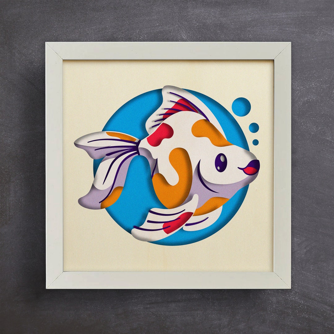 3d Fish Svg, Shadow Box Svg, Paper Cut, Gold Fish Svg, Files for Cricut ...