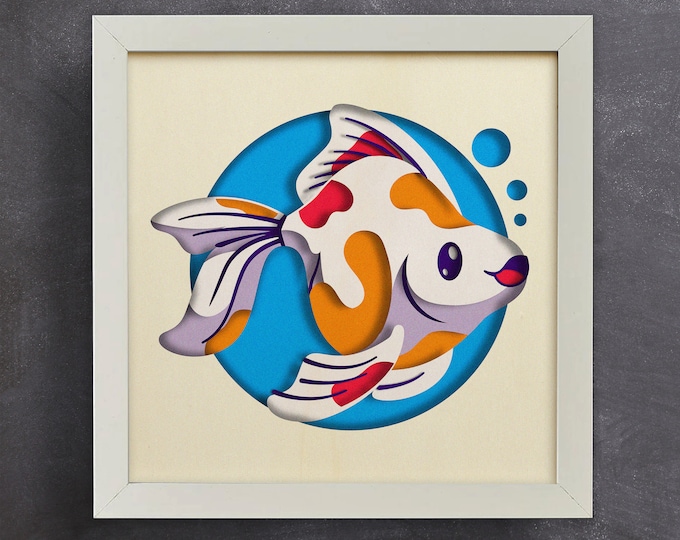 3d Fish Svg, Shadow Box Svg, Paper Cut, Gold Fish Svg, Files for Cricut ...