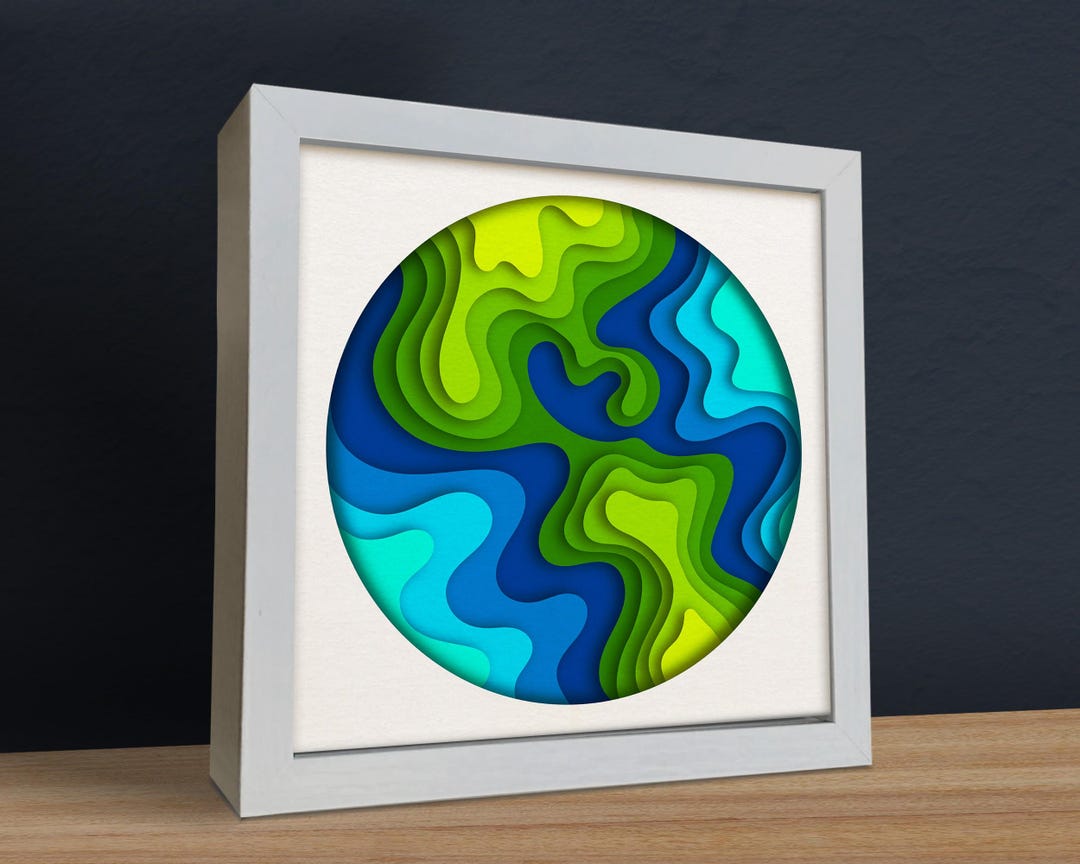 3D Earth, Shadow Box Svg, Shadow Box Template, Layered Paper Art, SVG ...