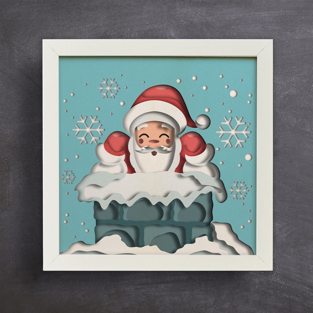 3d Santa Svg, Shadow Box Svg, 3d Christmas Svg, Christmas Layers Svg ...