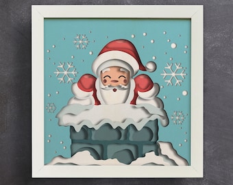3d Santa Svg, Shadow Box Svg, 3d Christmas Svg, Christmas Layers Svg ...