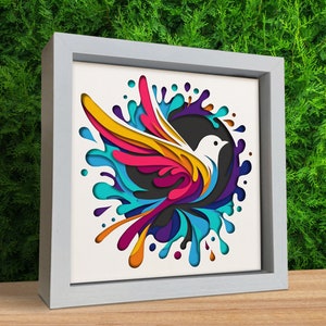 Layered Bird SVG, Shadow Box Template, Sparrow Bird 3D SVG Shadowbox ...