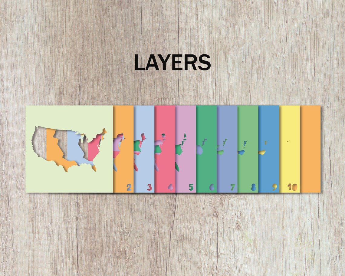 3d USA Map, Shadow Box Svg, 3d Paper Cut, Laser Cut Files, for Cricut ...