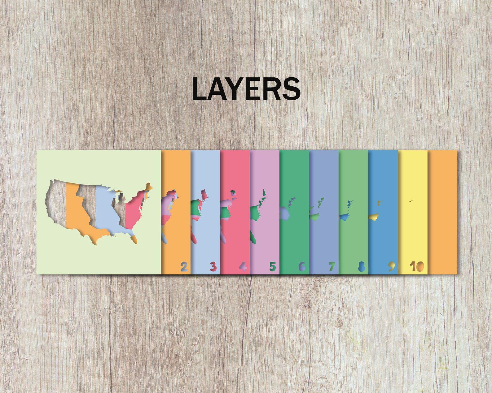 3d USA Map, Shadow Box Svg, 3d Paper Cut, Laser Cut Files, for Cricut ...