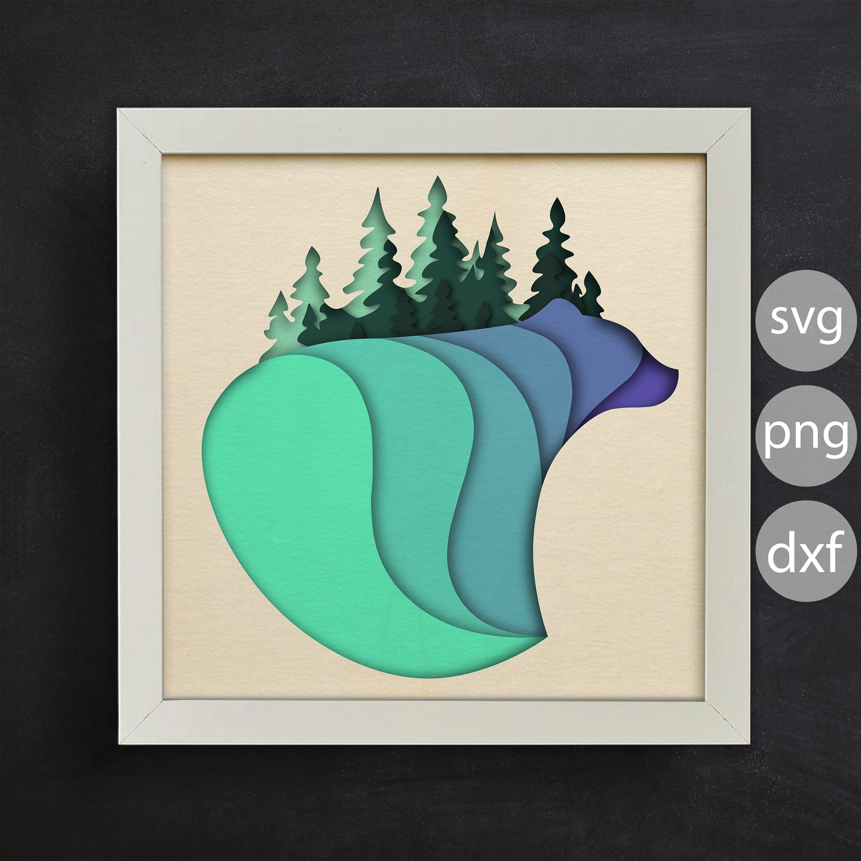 3D Bear Svg, Shadow Box Svg, Abstract Bear Layers, Paper Cut Template ...