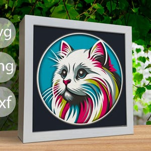 3d Cute Cat, Shadow Box Templates, SVG for Cardstock / 3D Cat Shadow ...