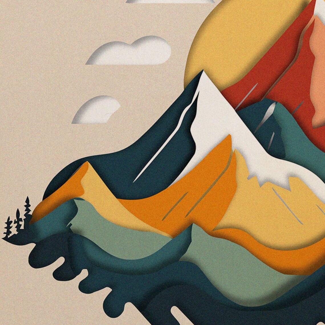 3d Mountain Shadow Box, 3d Landscape Svg, Layered Svg, Files for Cricut ...