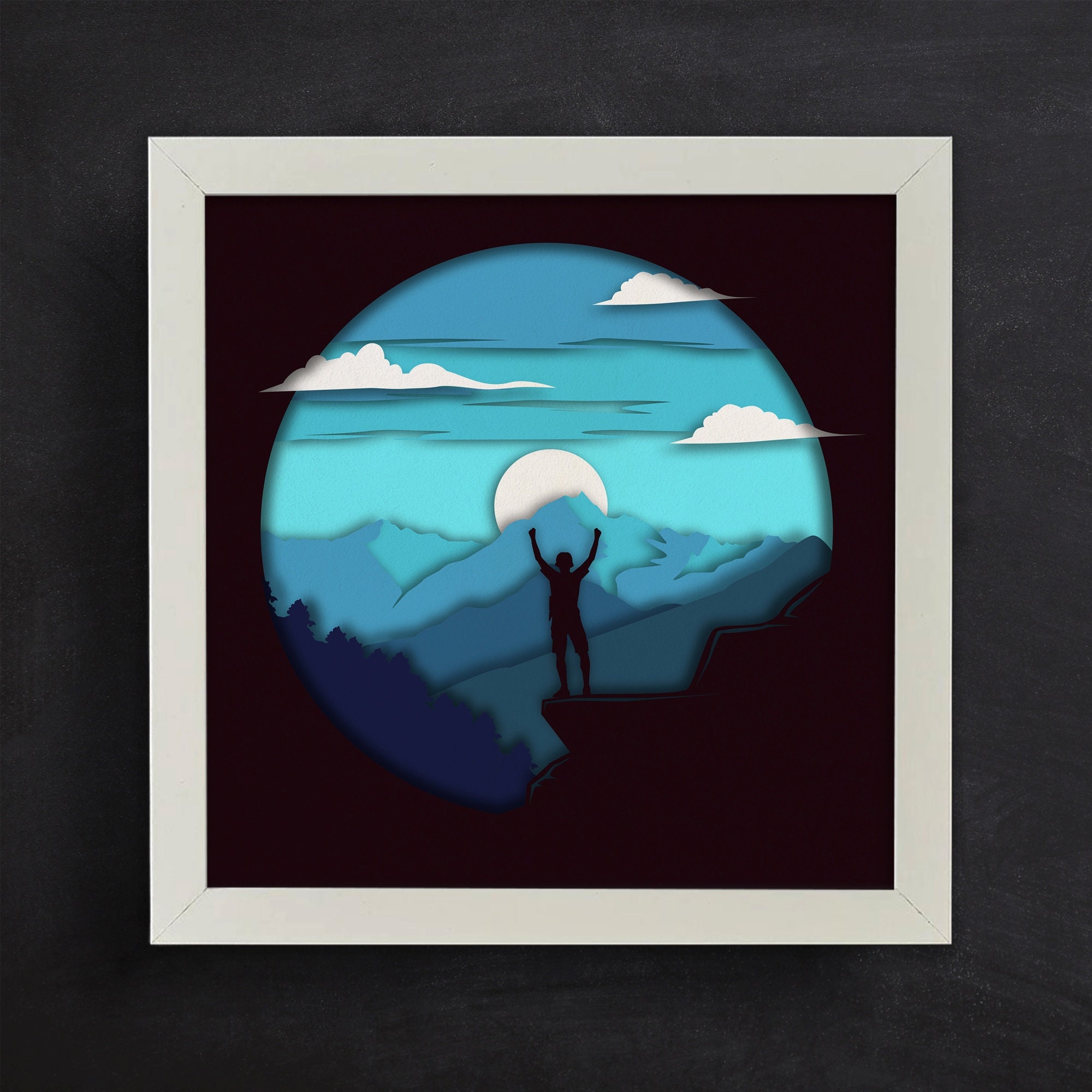 3d Sunset and Mountain View, Shadow Box Templates, Files for Cricut ...