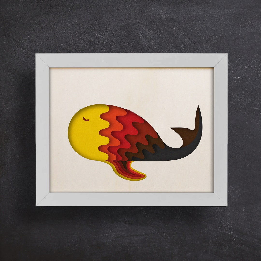 3d Abstract Whale Shadow Box Svg, 3d Fish Svg, Layered Svg, Files for ...