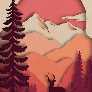 3D Mountain, Landscape Shadow Box Svg, 3d Nature, Paper Cut Template ...
