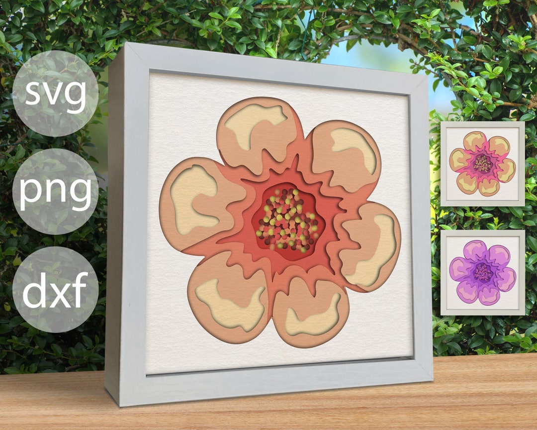 3d Flower Svg, Shadow Box Svg, Colorful Layered Template, Files for ...