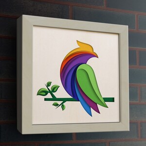 3D Bird Shadow Box, 3D Paper Cut Shadow Box Template, SVG Digital ...
