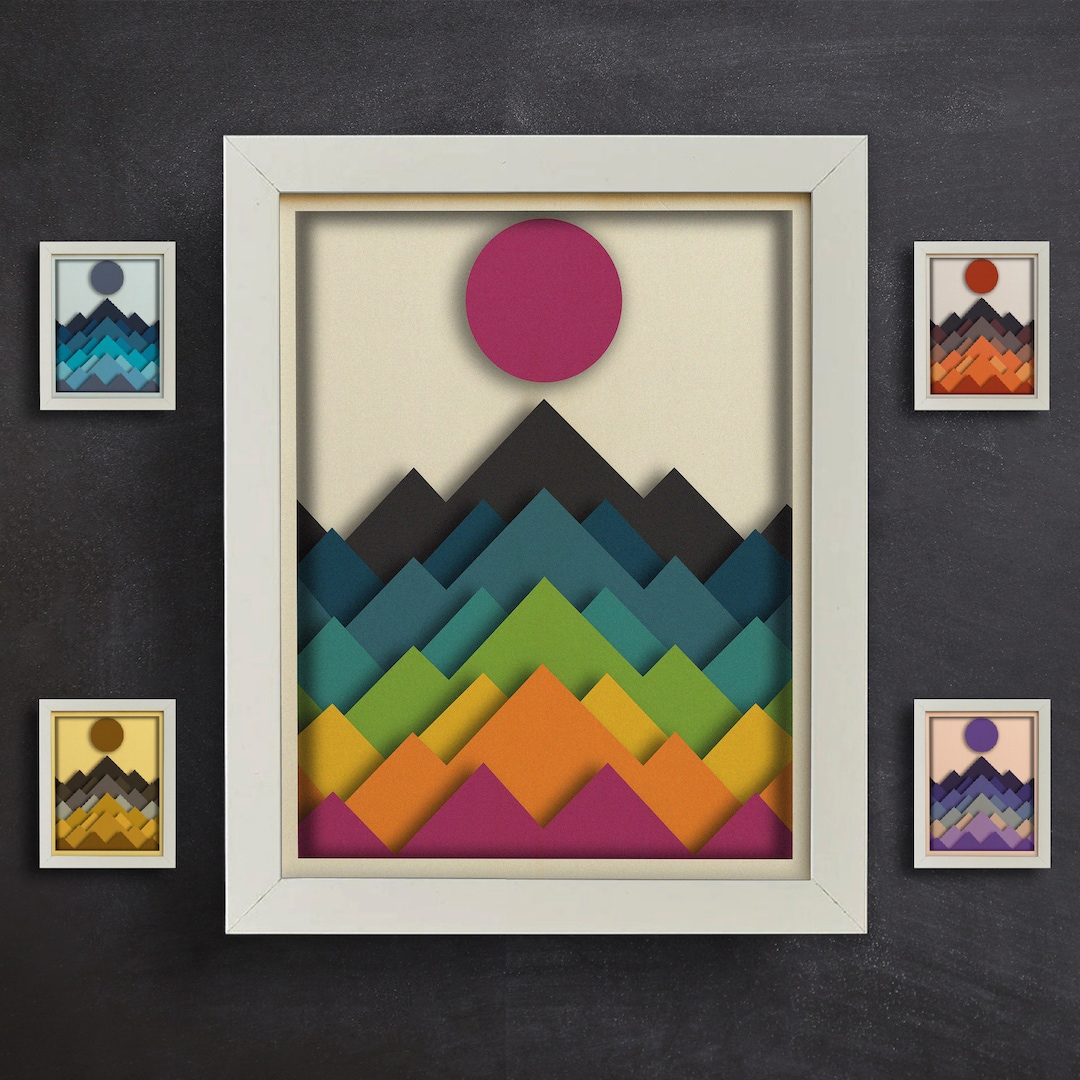3d Mountain Shadow Box, Paper Cut Svg, Files for Cricut, for Silhouette ...