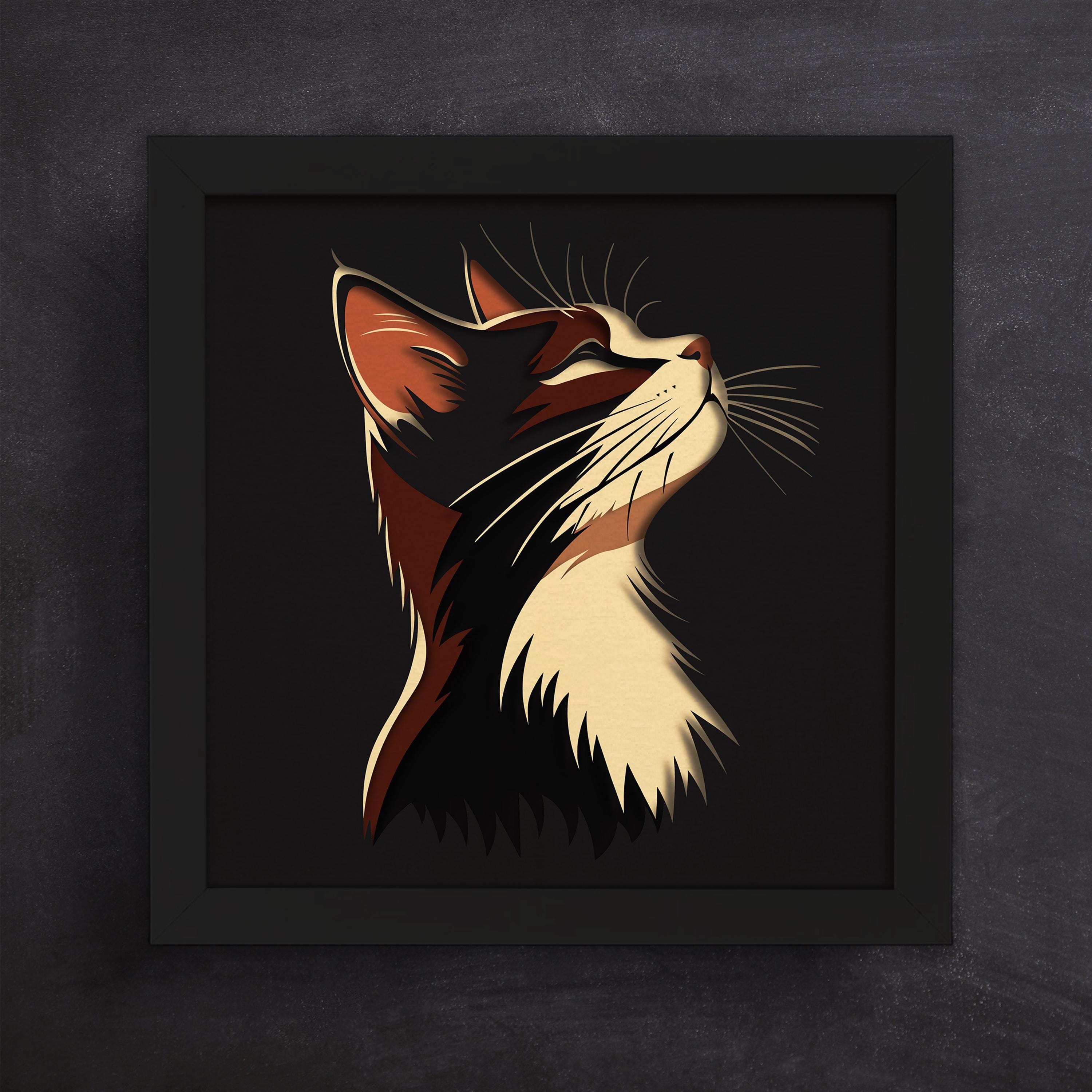 3d Cat Svg, Shadow Box Templates, Multilayer Cat, SVG for Cardstock ...