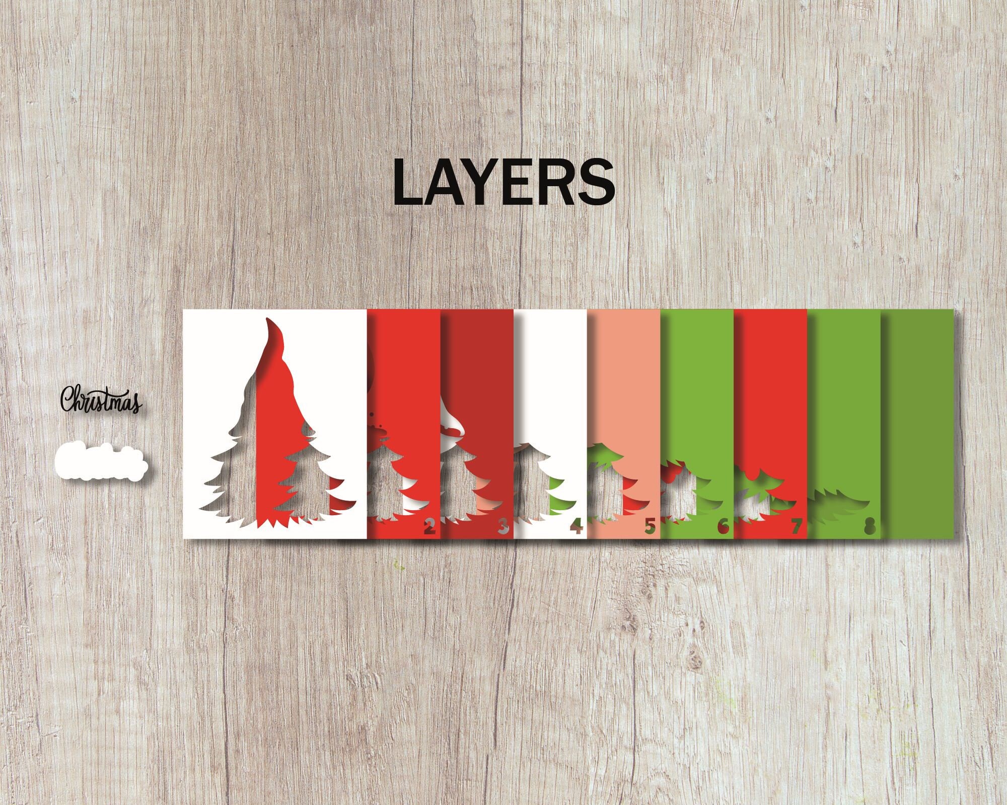 3d Christmas Gnome, Shadow Box Svg, 3d Christmas Layers, Paper Cut ...