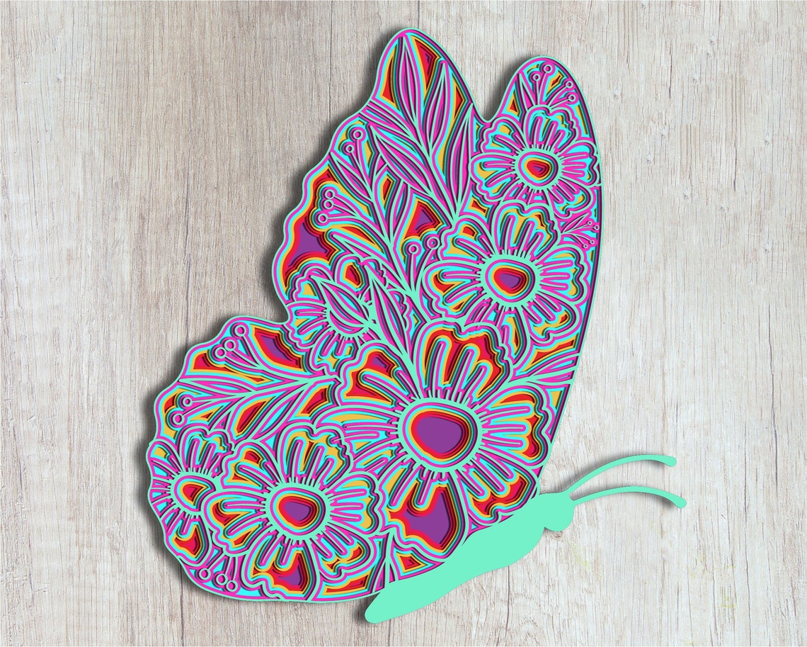 3D Butterfly Mandala SVG 3D Multi Layered Svg Files for CNC - Etsy