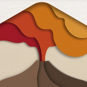 3d Volcano Eruption Svg, Shadow Box Templates, Cardstock Svg, Paper Cut ...