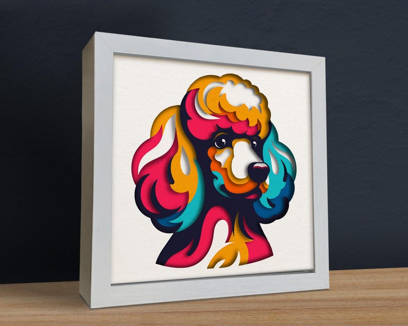 Poodle 3D Layered SVG for Cardstock / 3D Dog Shadow Box / Pop Art / Pet ...