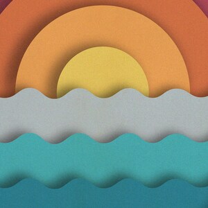 3D Sunset Shadow Box SVG, 3D Landscape Layered, 3d Summer Svg, 3d Sea ...
