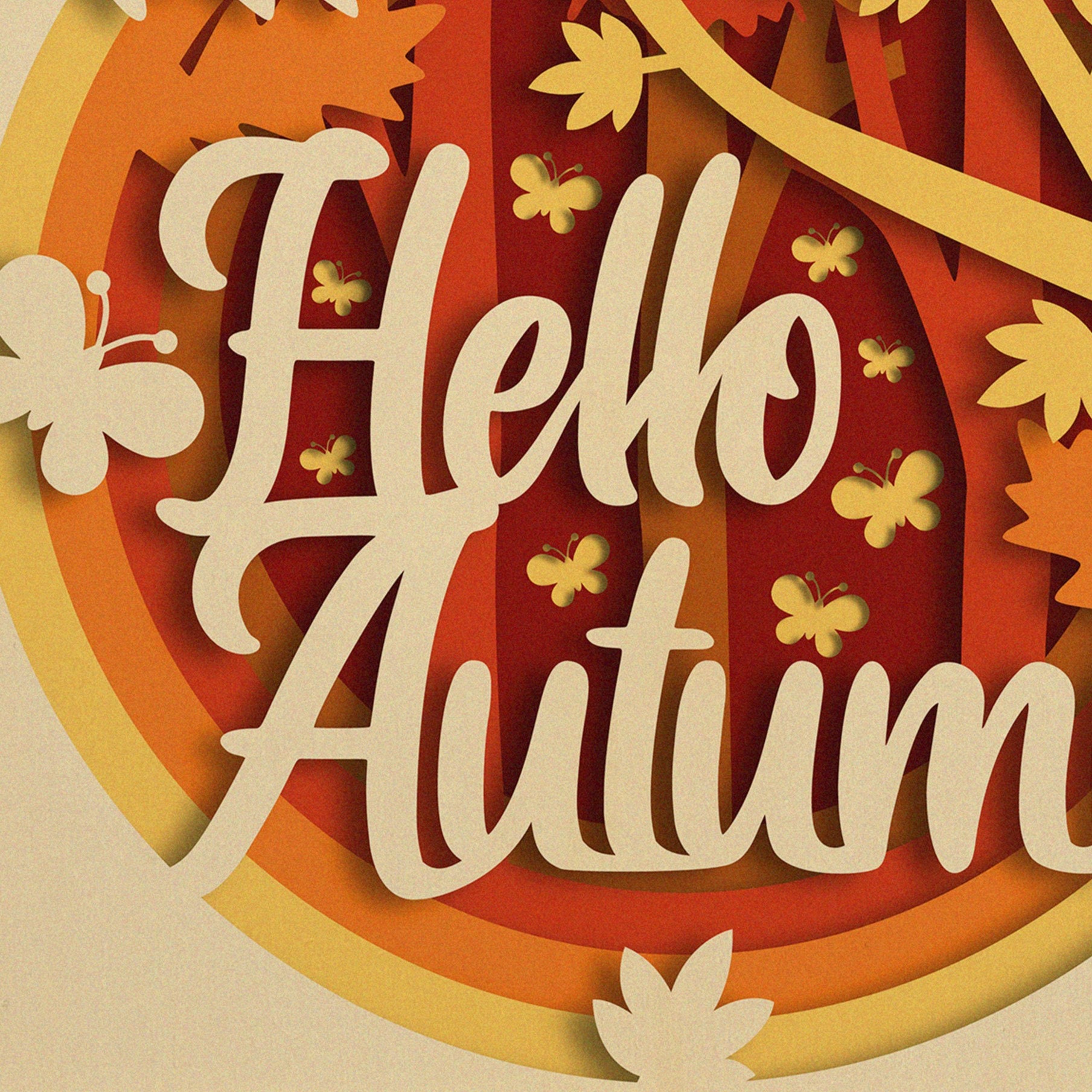 3D Hello Autumn, Shadow Box Svg, Fall 3d Svg, Paper Cut Files, 3d ...